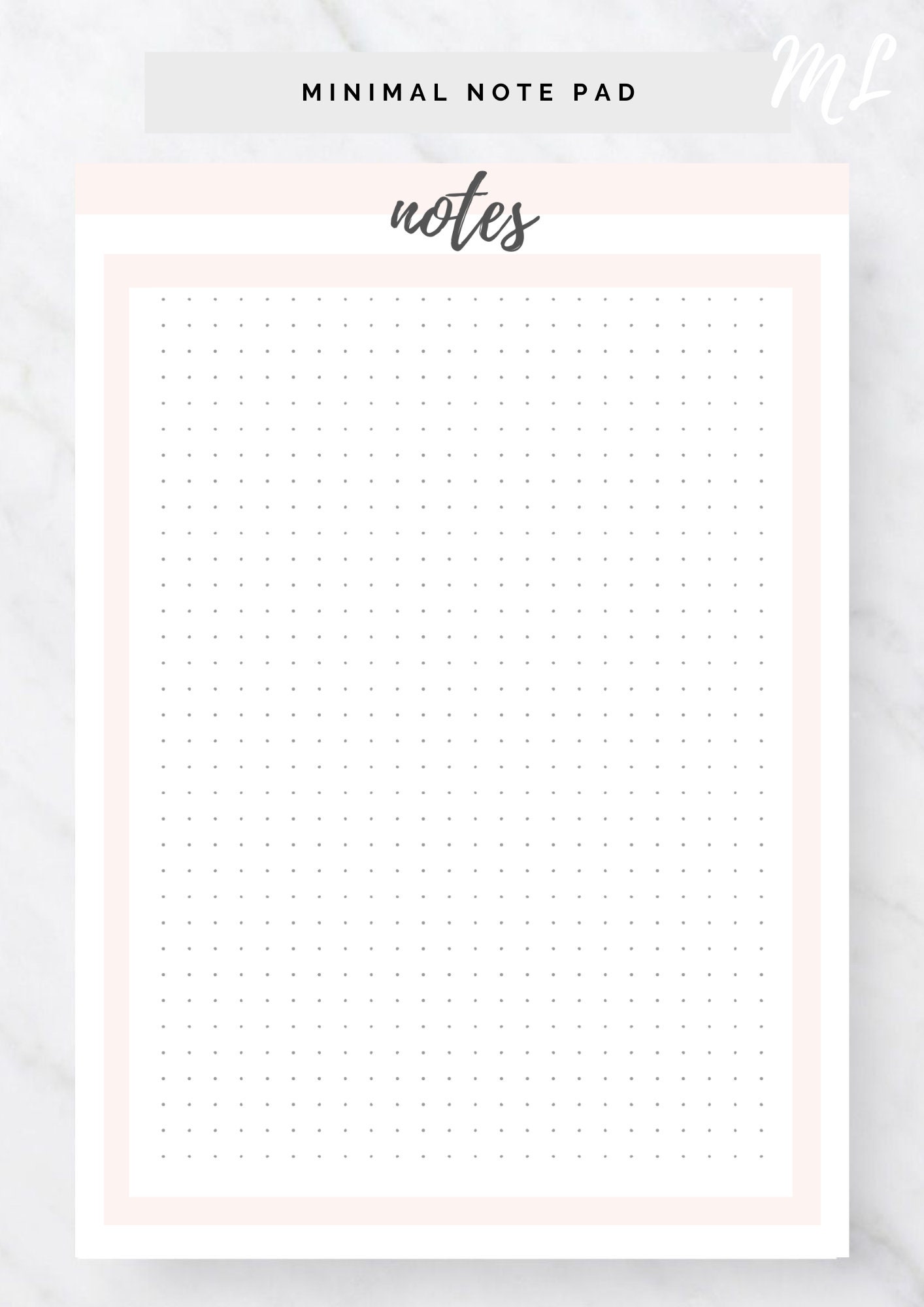 Minimal Notes Printable, Dotted Note Paper, Notes Page Planner ...
