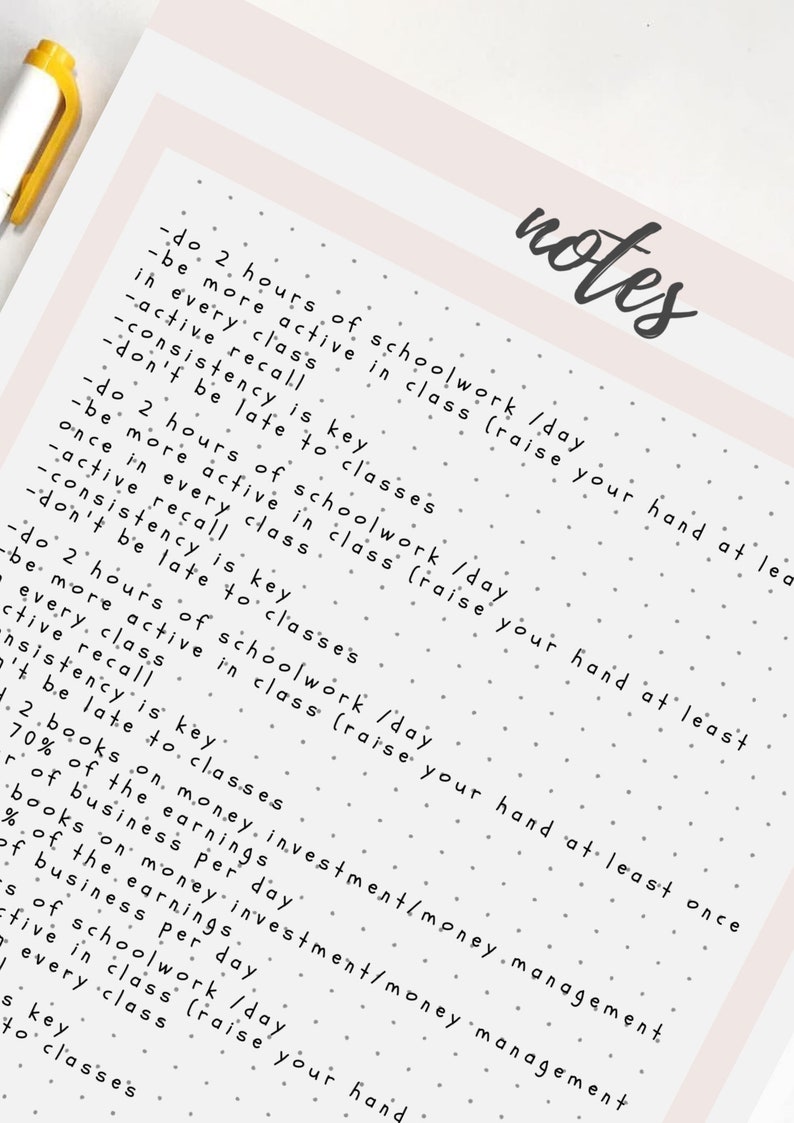 Minimal Notes Printable, Dotted Note Paper, Notes Page Planner ...
