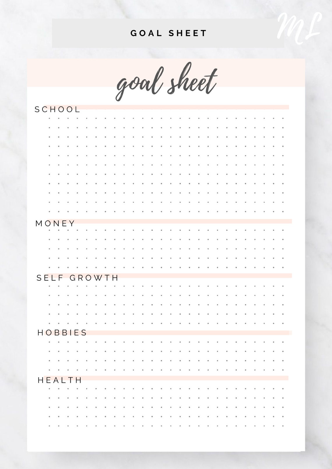 GOAL PLANNER Printable goal Printable Goal Worksheet Productivity ...