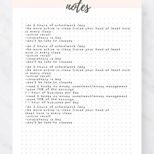 Minimal Notes Printable Dotted Note Paper Notes Page | Etsy