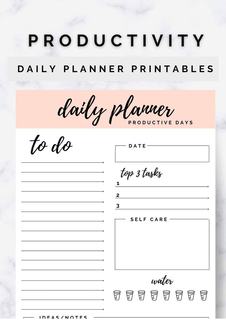 Daily Pink Planner, Printable Planner, Daily Schedule, Daily Organizer ...