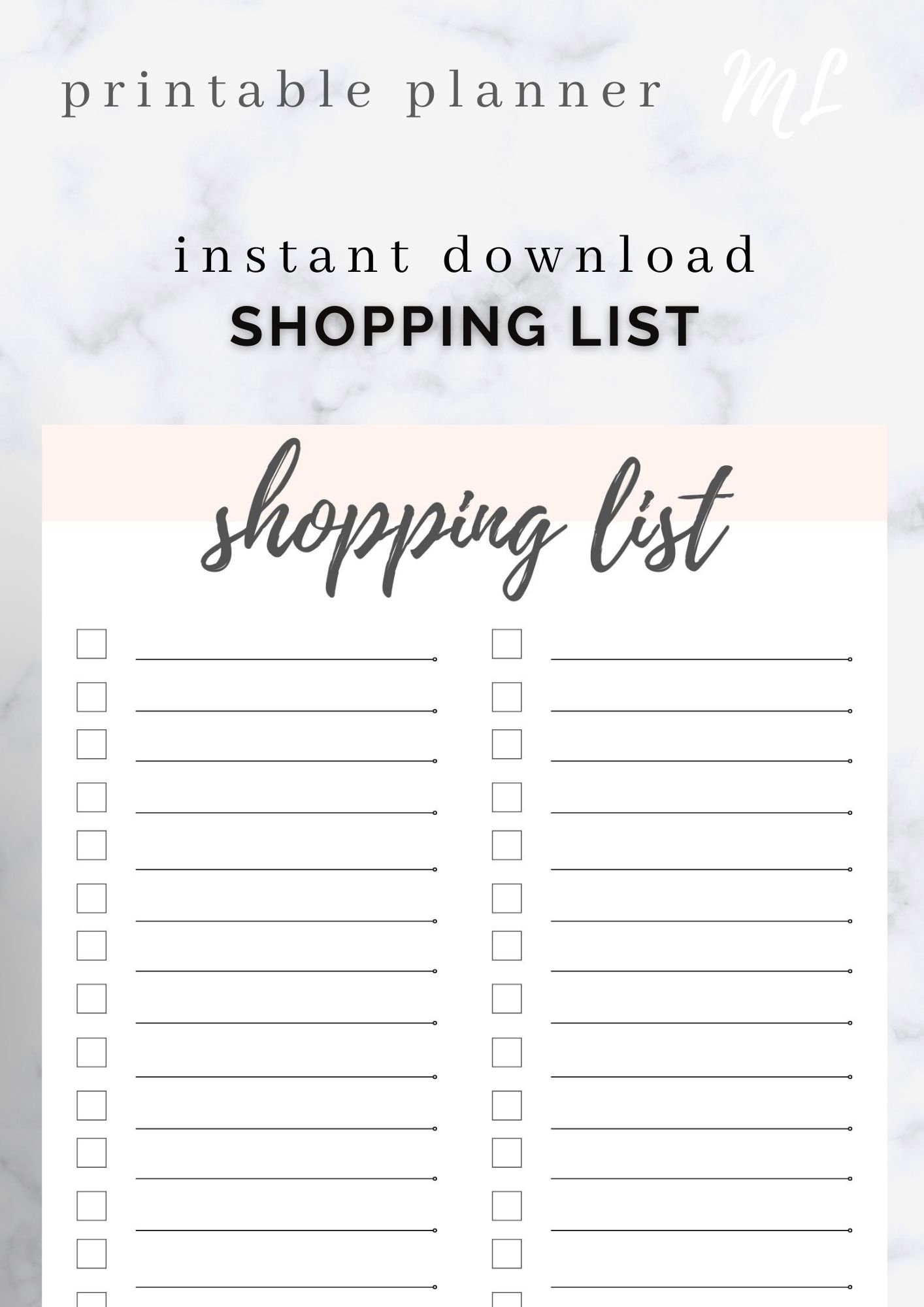 Digital Download Shopping List Printable Store List Shopping List ...