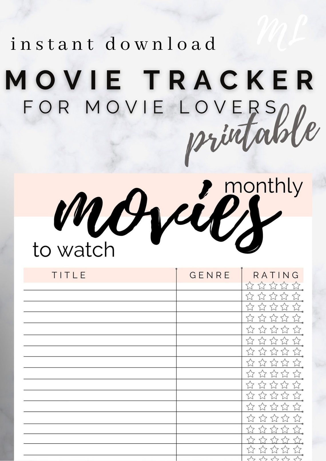 Movies to Watch List Movie Tracker Printable Movie List Printable ...