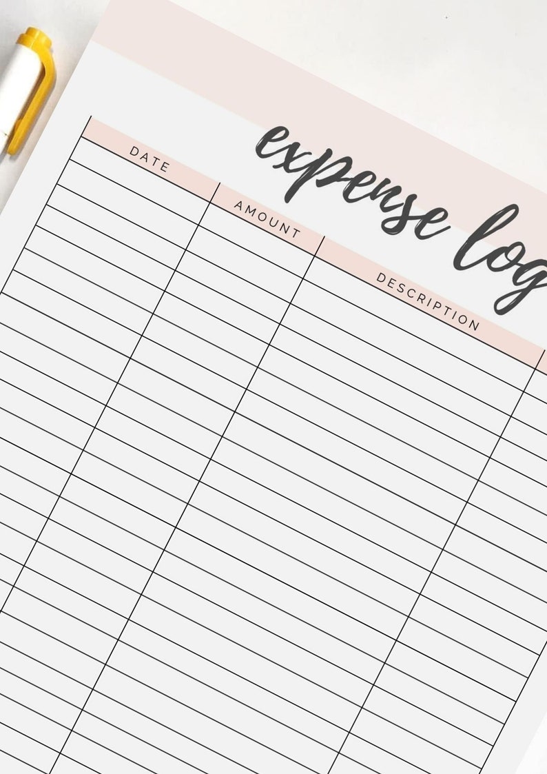 Expense Log Printable Expense Tracker Spending Sheet Purchase Personal ...