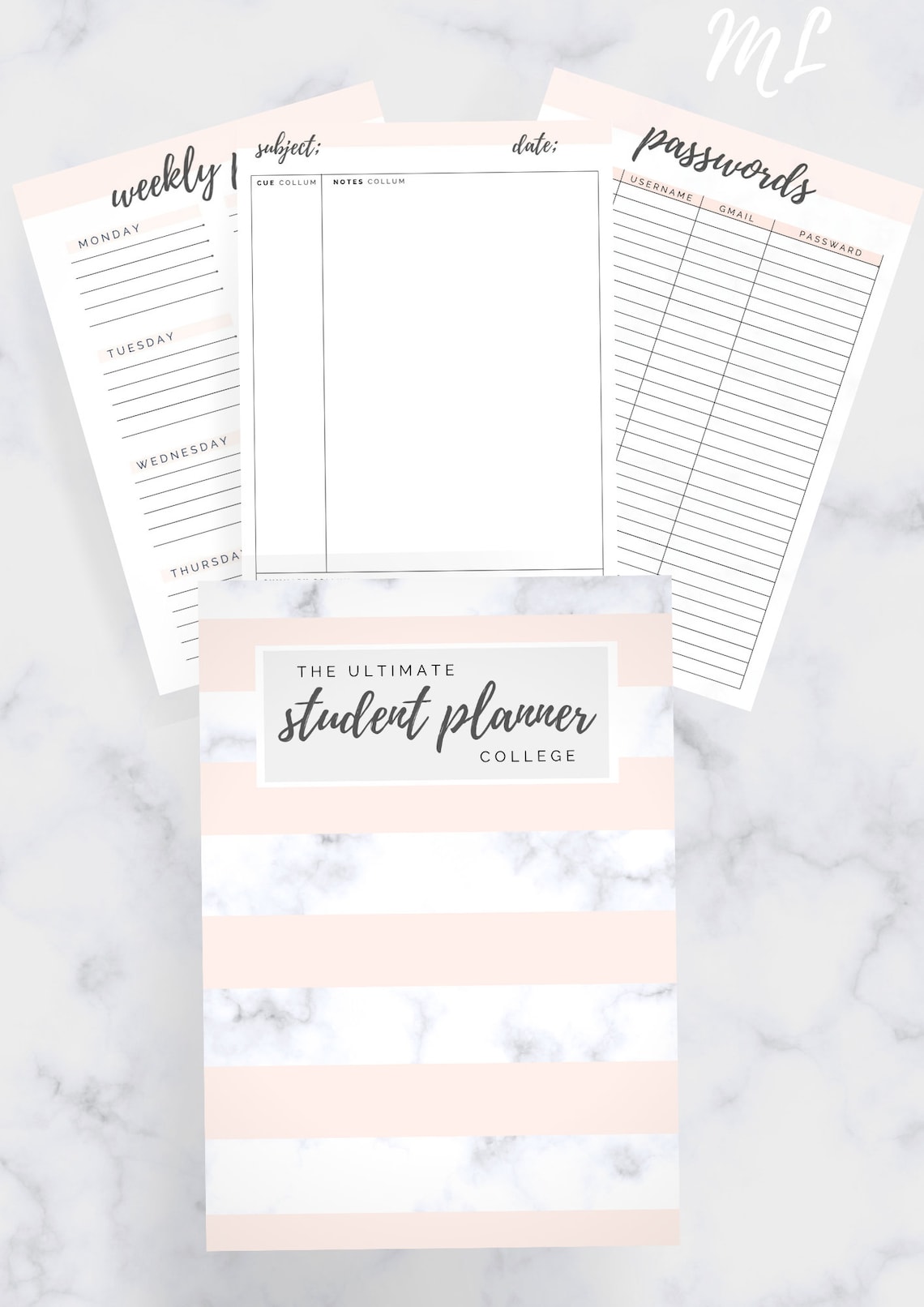 Student Planner Study Planner Printable Academic Planner College School ...