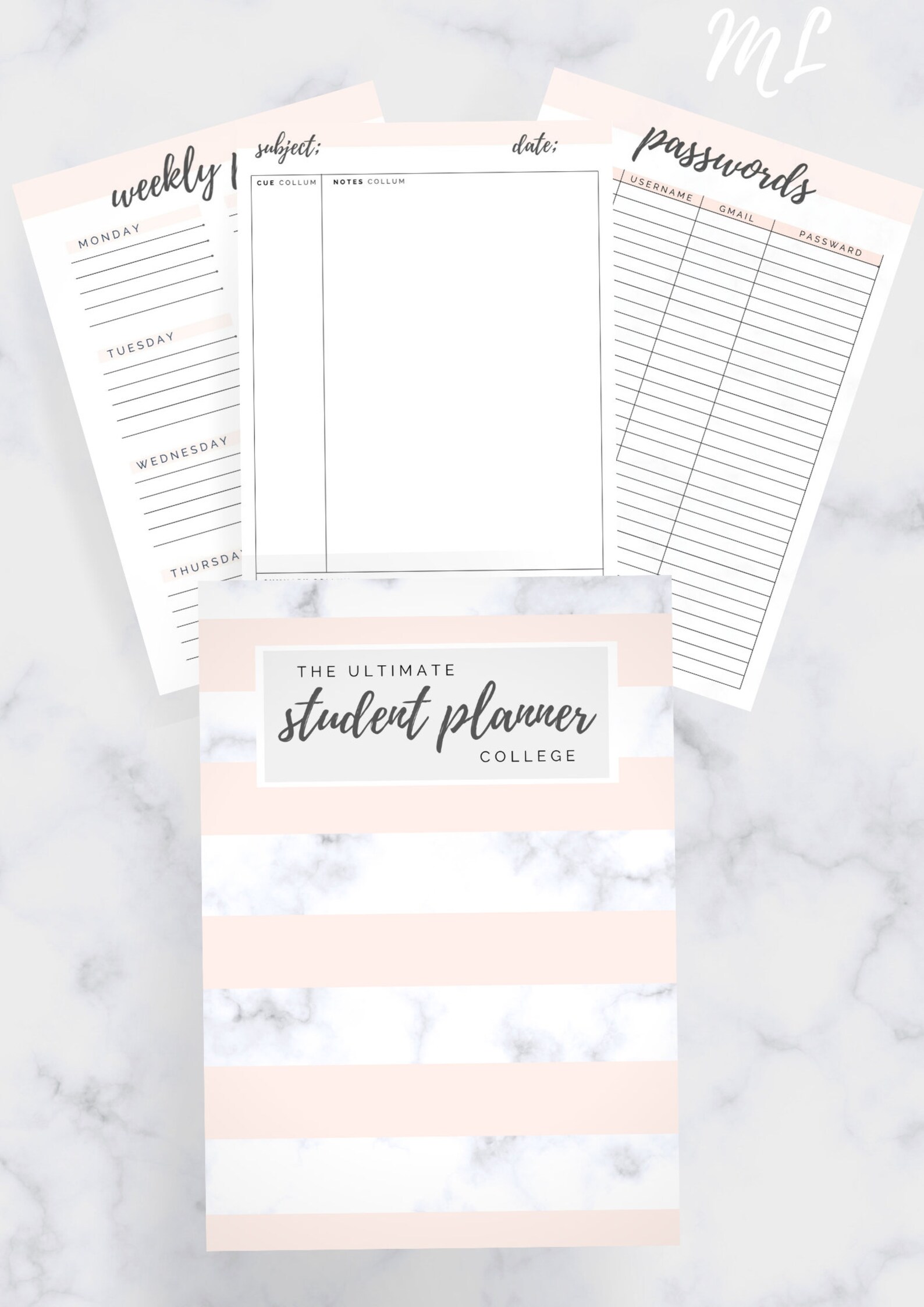 Student Planner Study Planner Printable Academic Planner College School ...