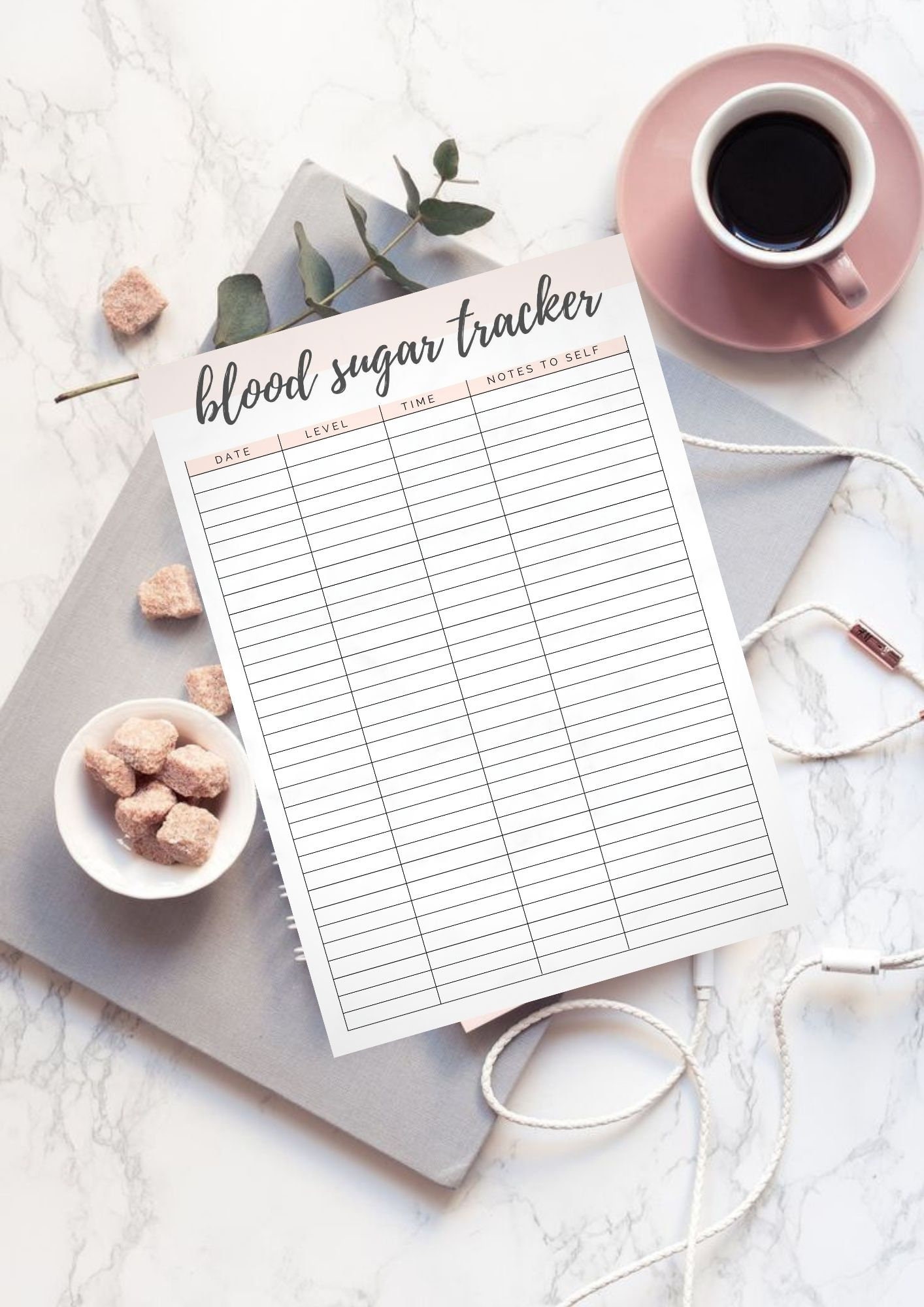 Blood Sugar Log Printable - Blood Sugar Reading Tracker - Blood Glucose ...