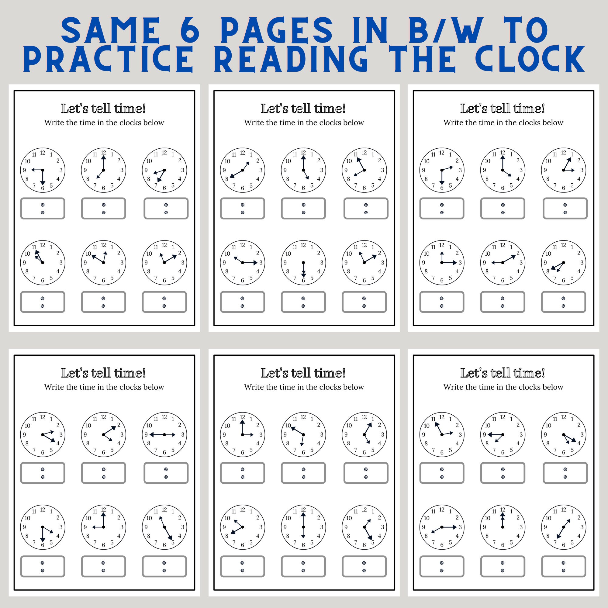 Let's Tell Time, Reading a Clock, Drawing Hands on a Clock, PDF ...