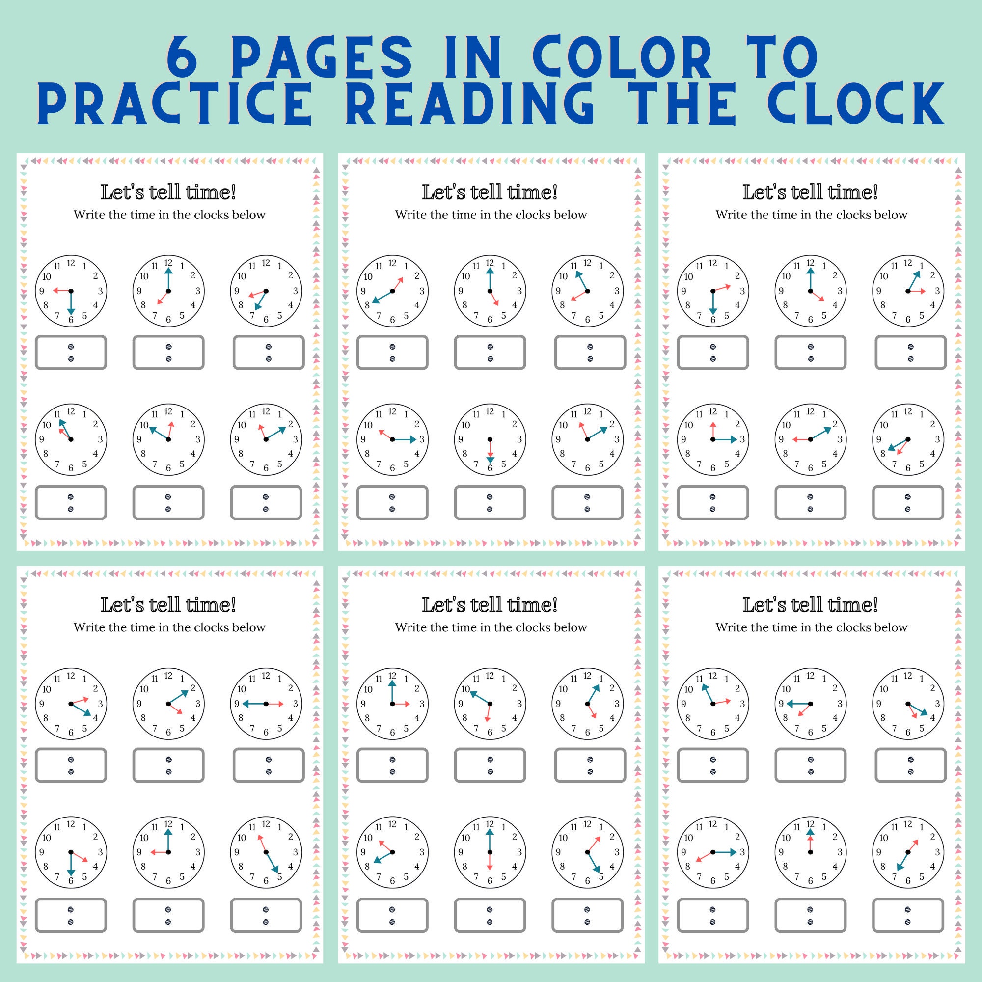 Let's Tell Time, Reading a Clock, Drawing Hands on a Clock, PDF ...