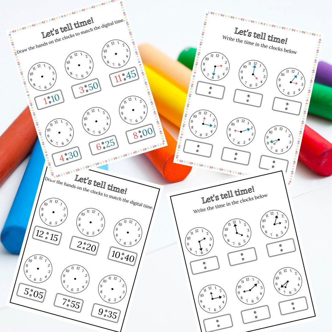 Let's Tell Time, Reading a Clock, Drawing Hands on a Clock, PDF ...