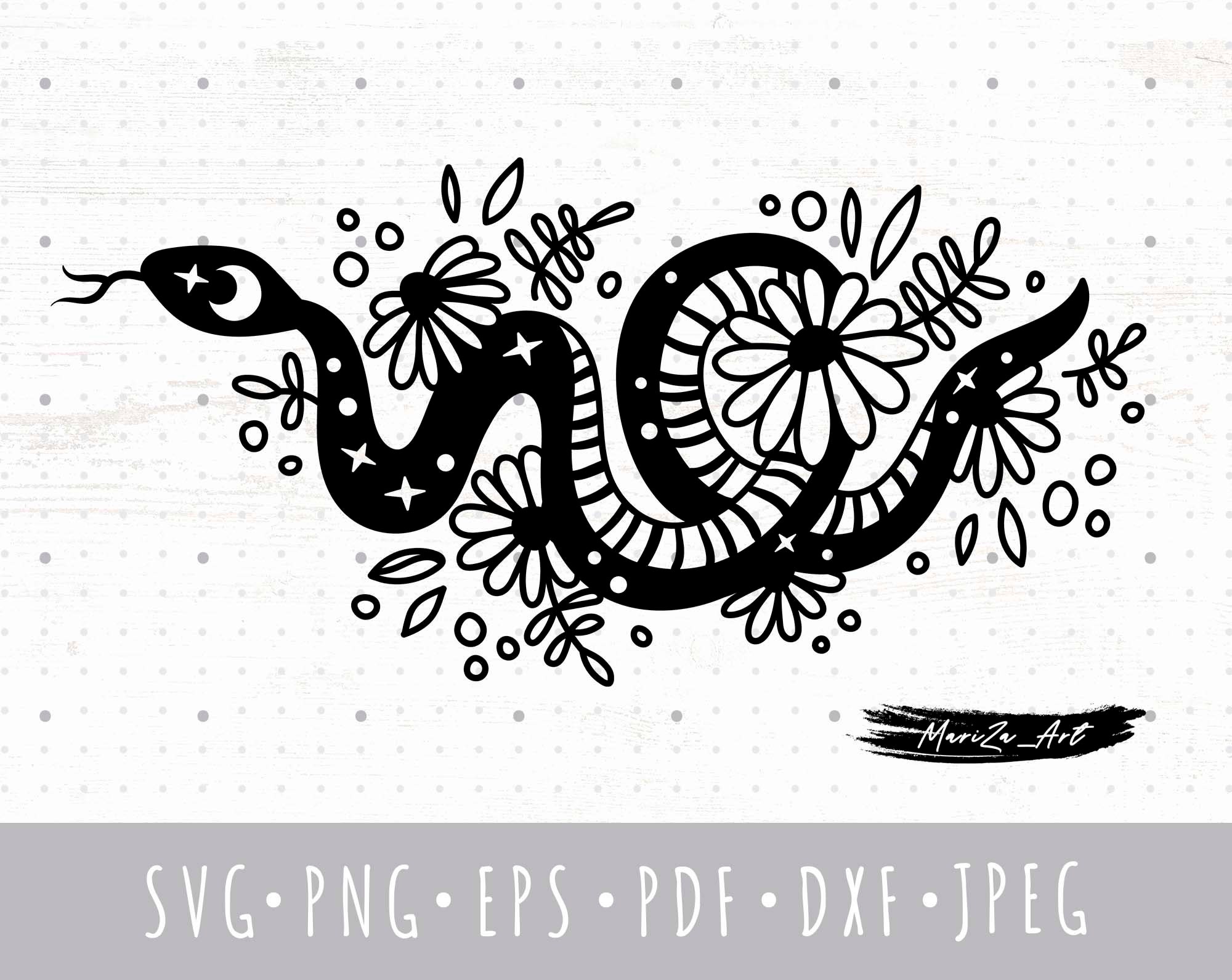 Floral snake SVG Boho snake & flowers SVG files for cricut | Etsy