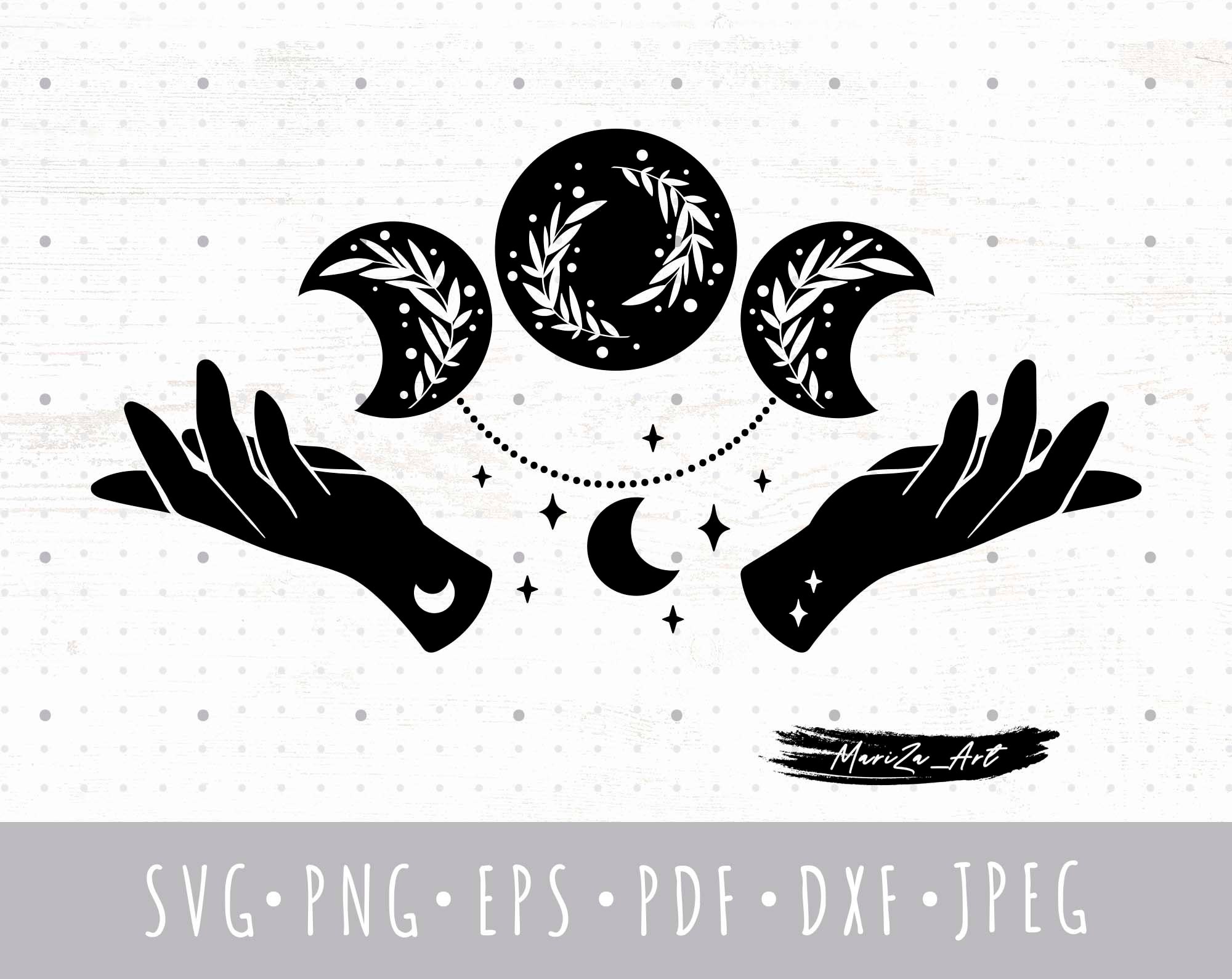 Witch Hands Svg Floral Boho Moon Phases Svg Cricut Files Etsy
