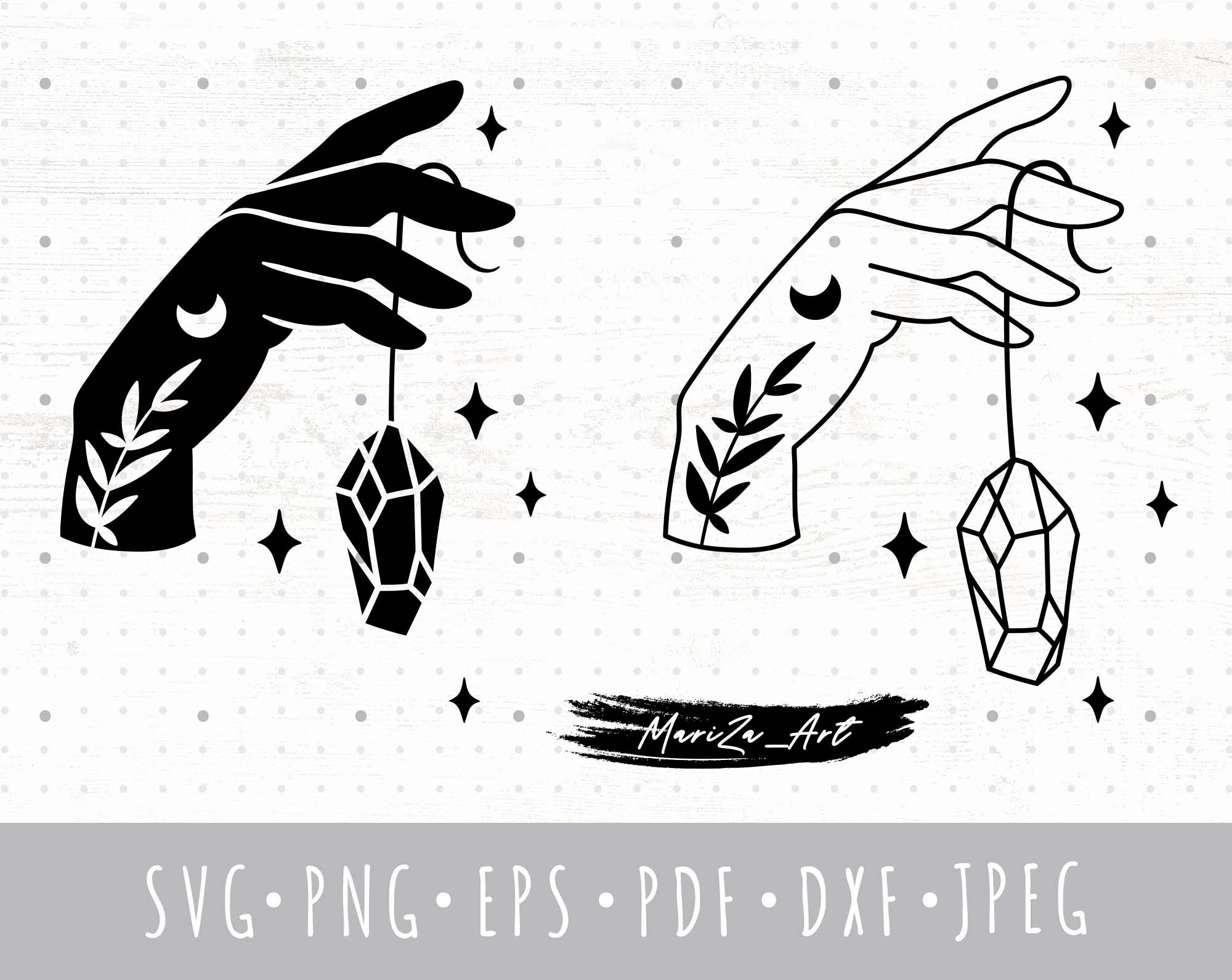 Witch Hands Svg Witchy Crystal Svg Cricut Files Magic Boho Etsy