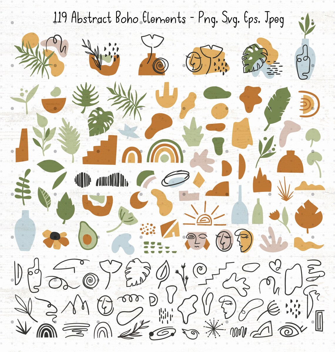 Abstract Boho shapes Svg bundle Rainbow SVG Floral abstract | Etsy