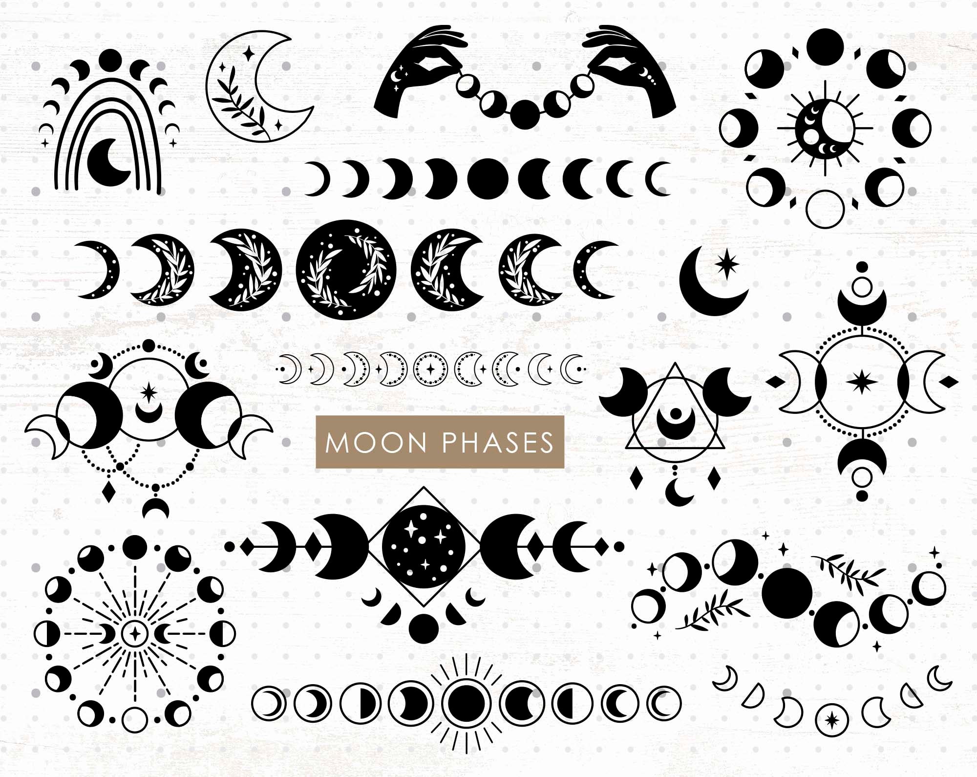 Moon phases SVG bundle Celestial SVG cricut files Mystic | Etsy