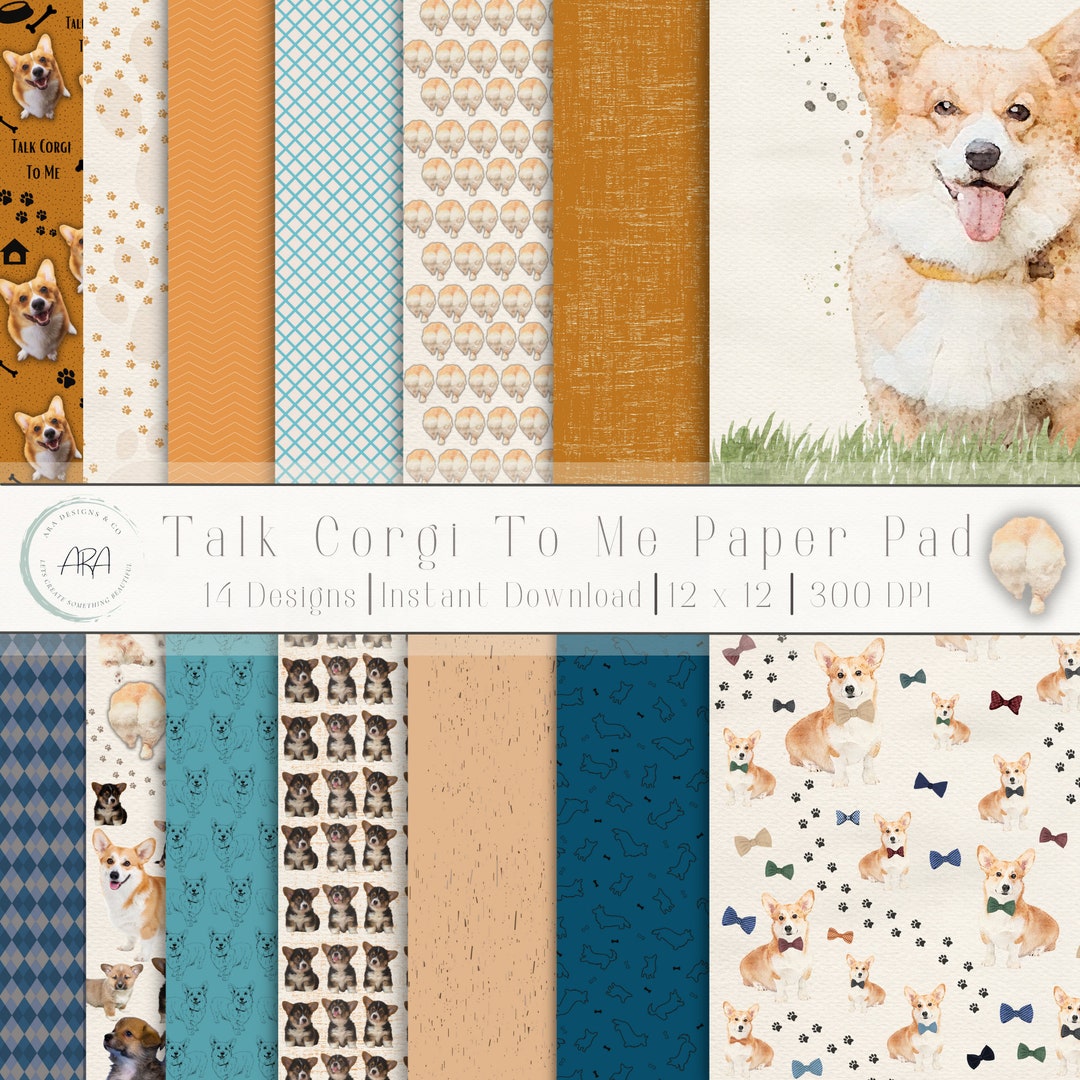 Talk Corgi to Me Scrapbook Paper Craft Paper Corgi Pattern Corgi Dog ...