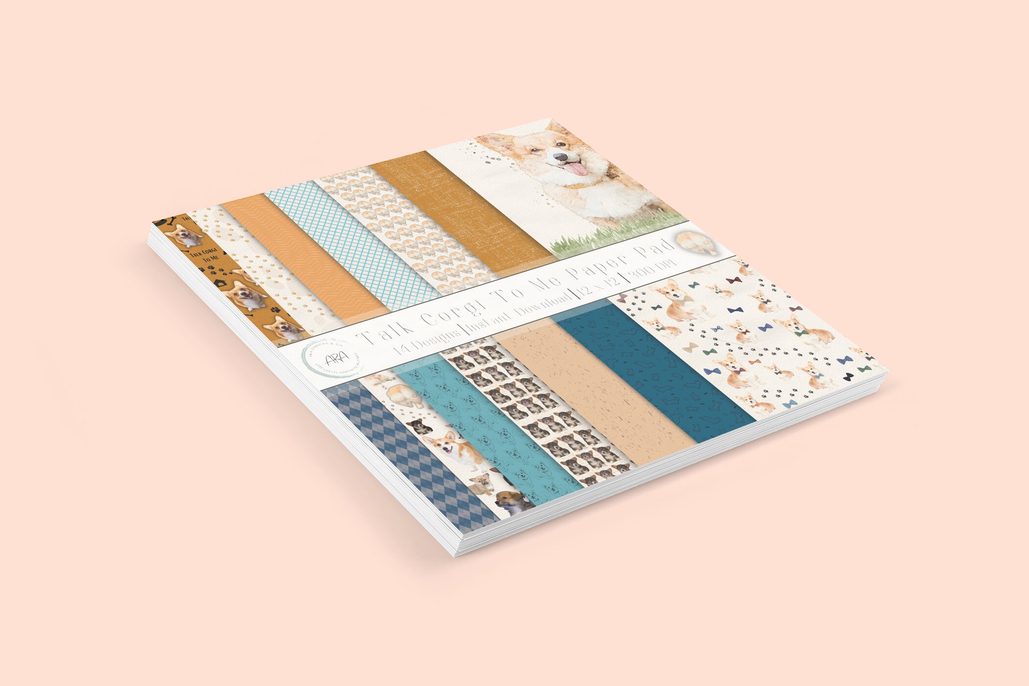 Talk Corgi to Me Scrapbook Paper Craft Paper Corgi Pattern Corgi Dog ...