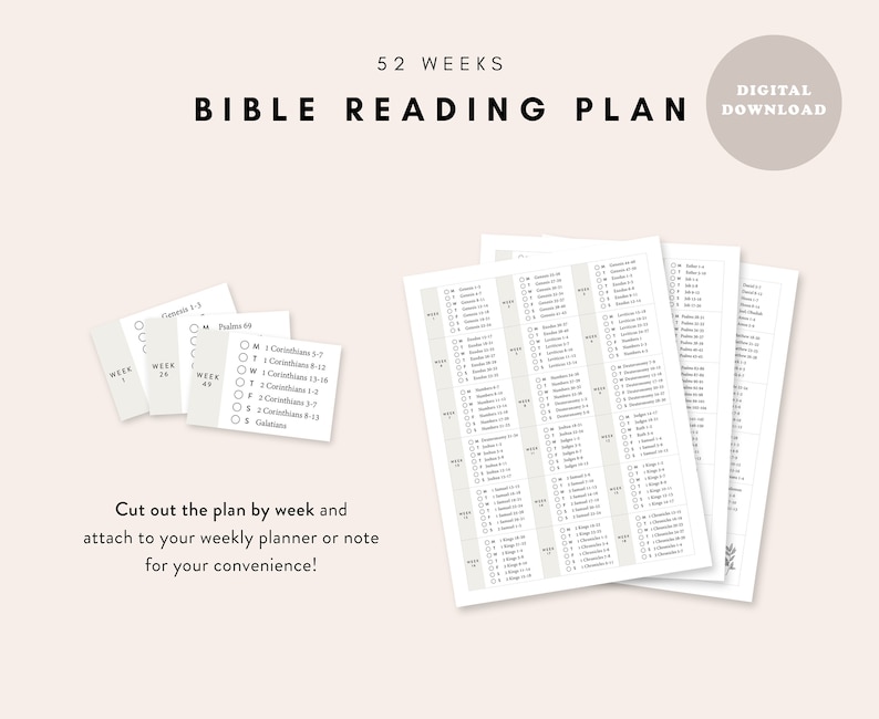 Bible Reading Plan | 52 Week Bible Reading Plan | 365 Days Bible ...