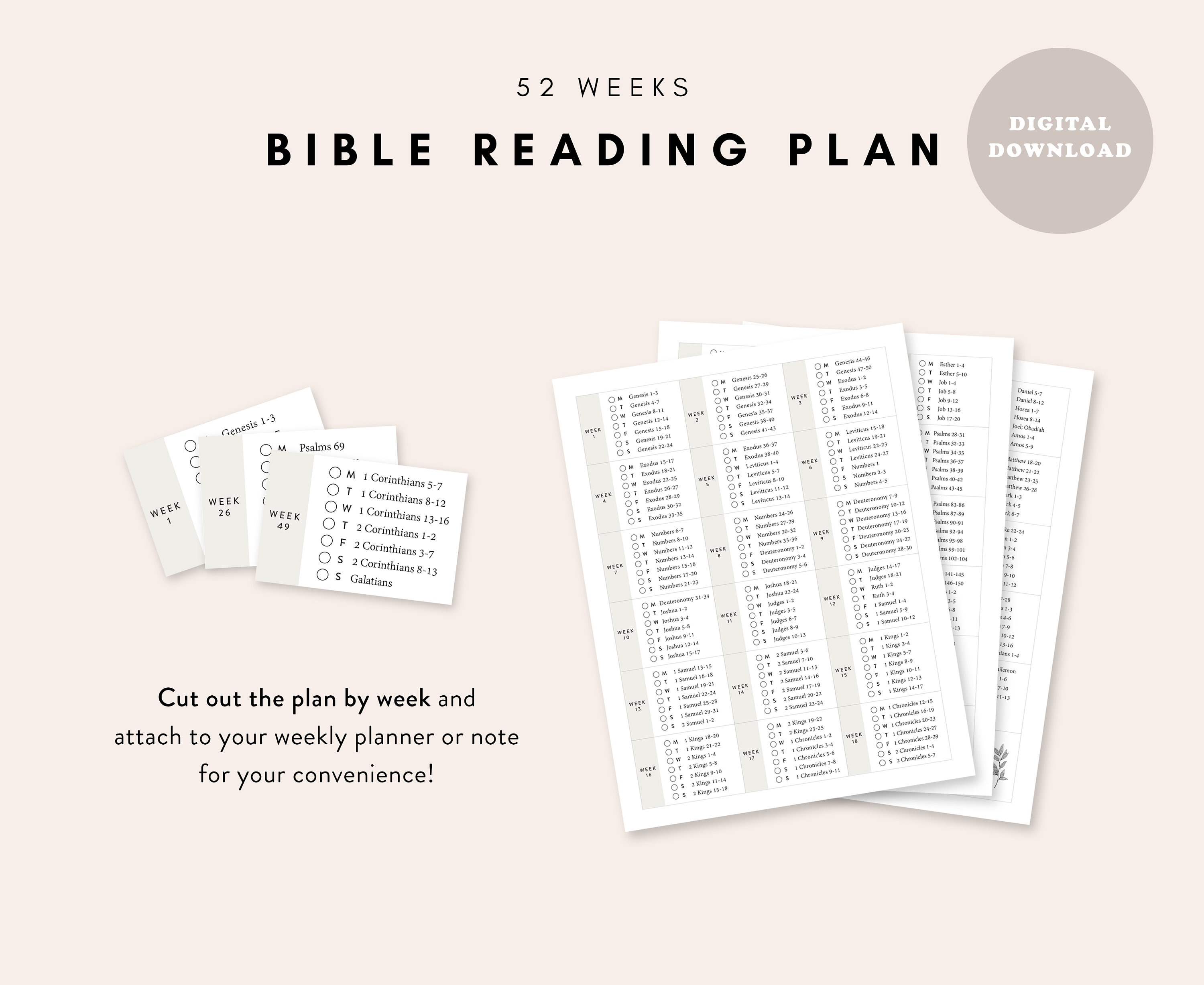 Bible Reading Plan | 52 Week Bible Reading Plan | 365 Days Bible ...
