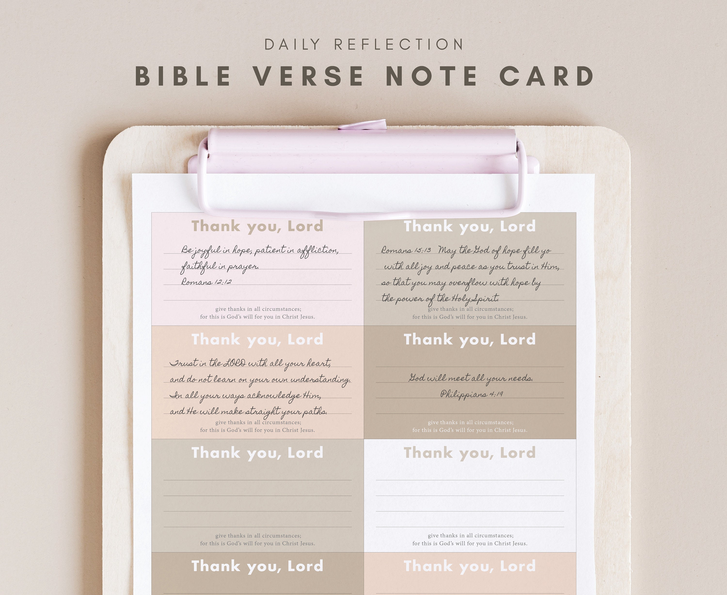 Daily Reflection Bible Verse Note Card | Bible Verse Journal ...