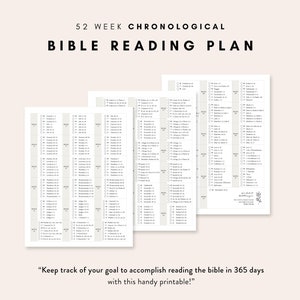 Chronological Bible Reading Plan | 52 Week Bible Reading Plan | 365 ...