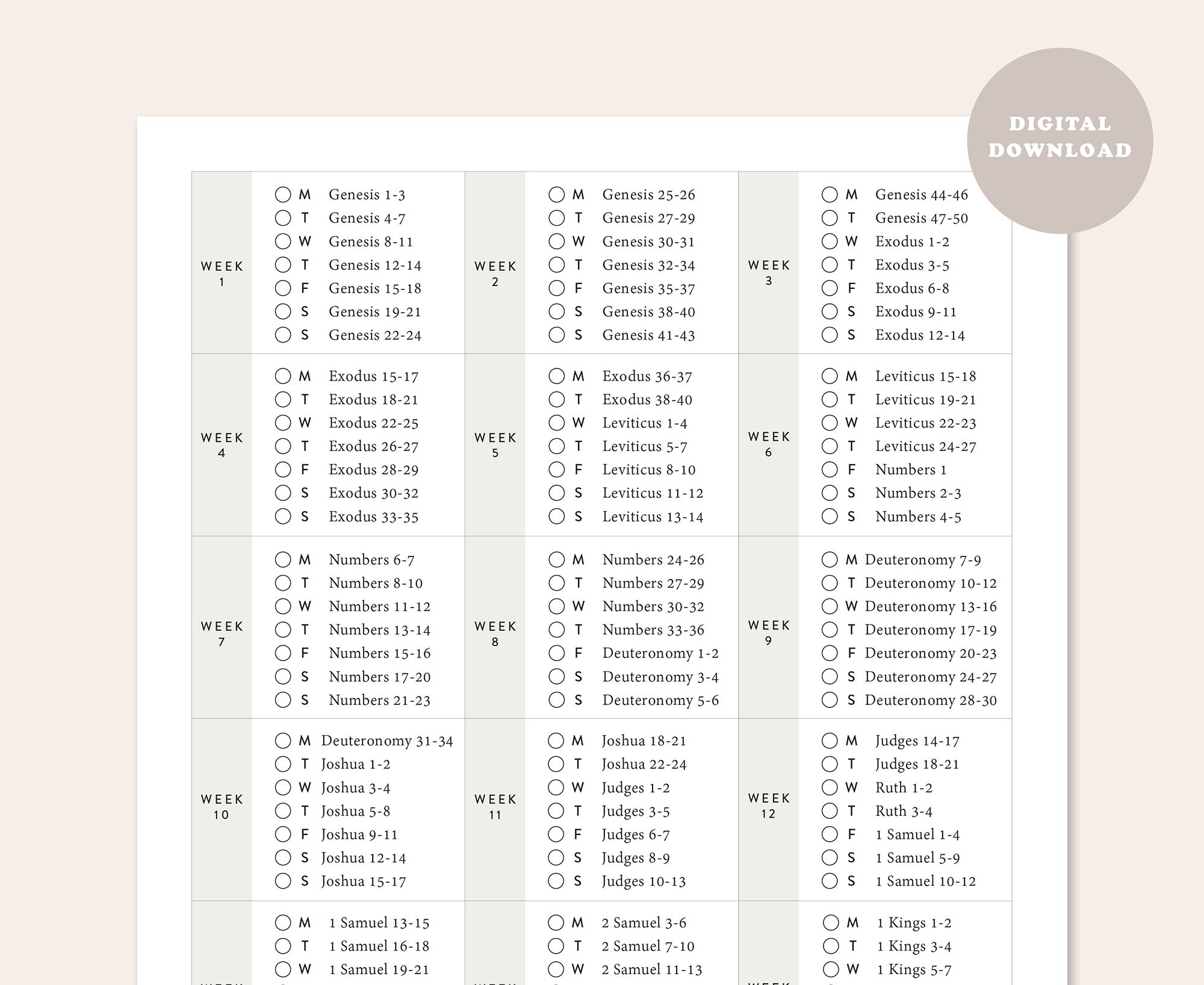 Bible Reading Plan | 52 Week Bible Reading Plan | 365 Days Bible ...