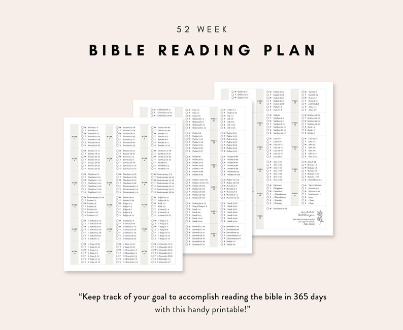 Bible Reading Plan | 52 Week Bible Reading Plan | 365 Days Bible ...