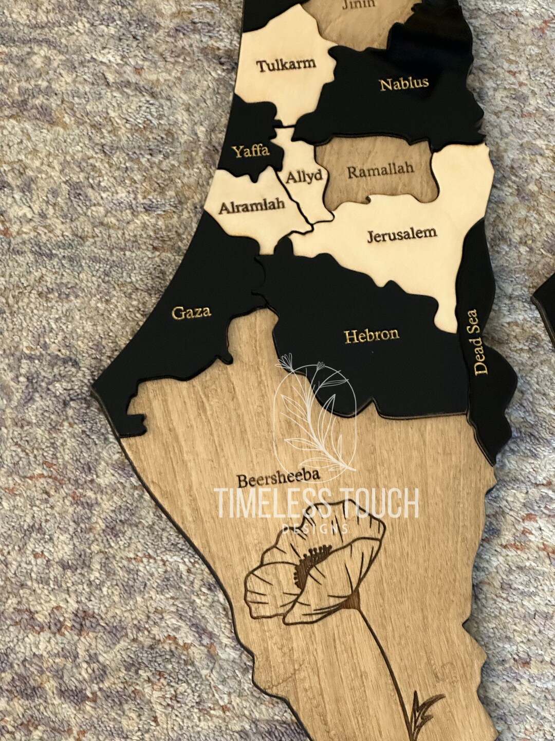 Wood and Acrylic Palestine Map - Palestine Wall Map - Palestine Gift ...