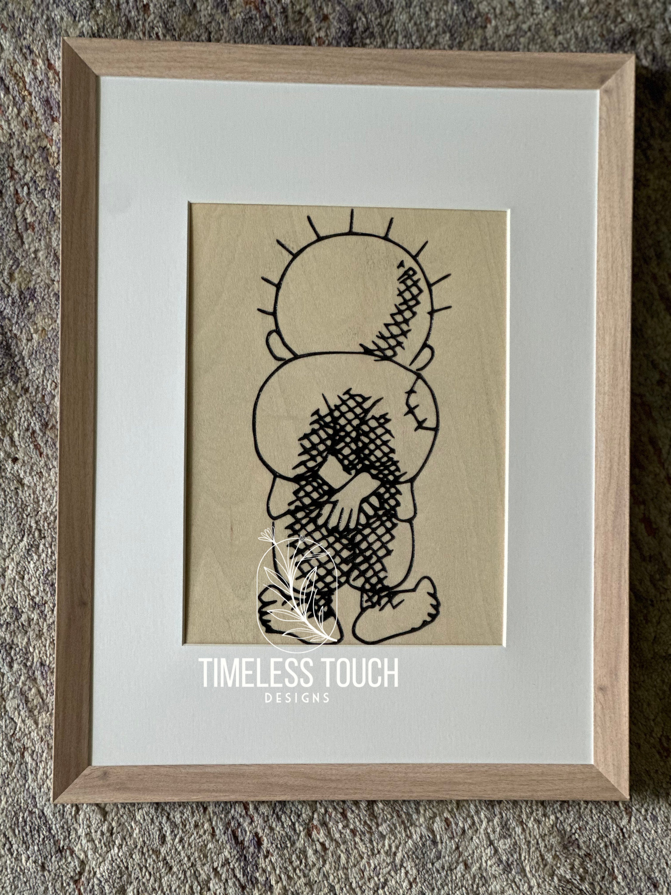 Solid Wood Oak FRAME INCLUDED ENGRAVED and Color Filled Handala ...