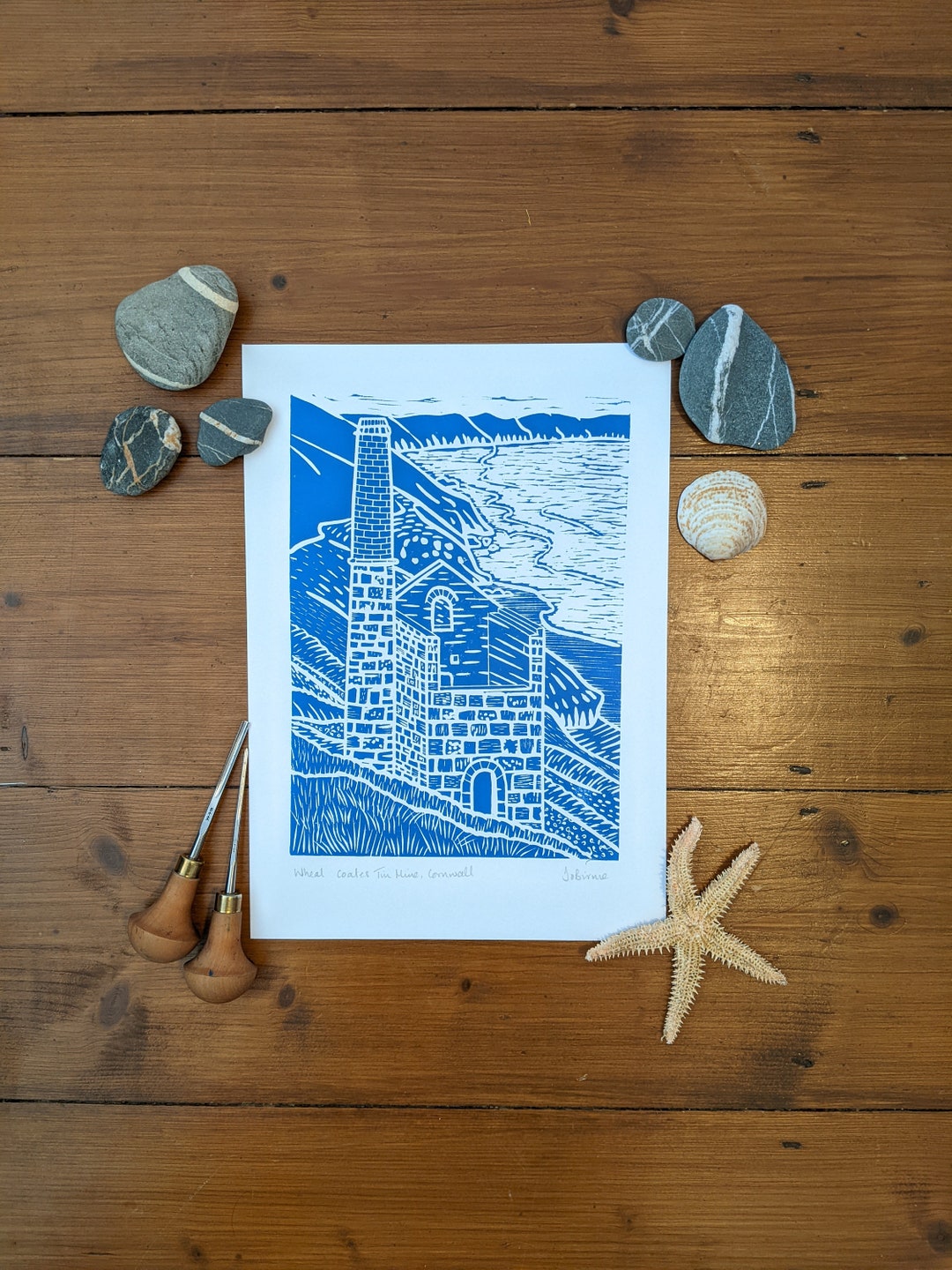 Wheal Coates Cornish Tin Mine A4 Original Lino Print - Etsy UK