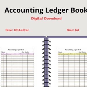 Printable Accounting Ledger Book, Account Tracker and Ledger Sheets for ...