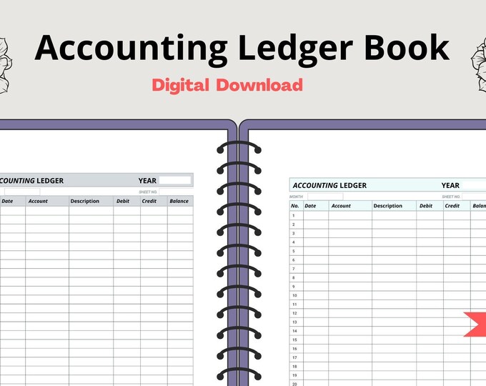 Accounting Ledger, Accounting Ledger Template, Budget Inserts, Instant ...