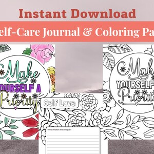 Self-care Journal Coloring Pages for Adults & Teens (digital Download ...