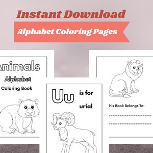 Animal Alphabet Coloring Book, Preschool Printable Worksheets (PDF) - Etsy