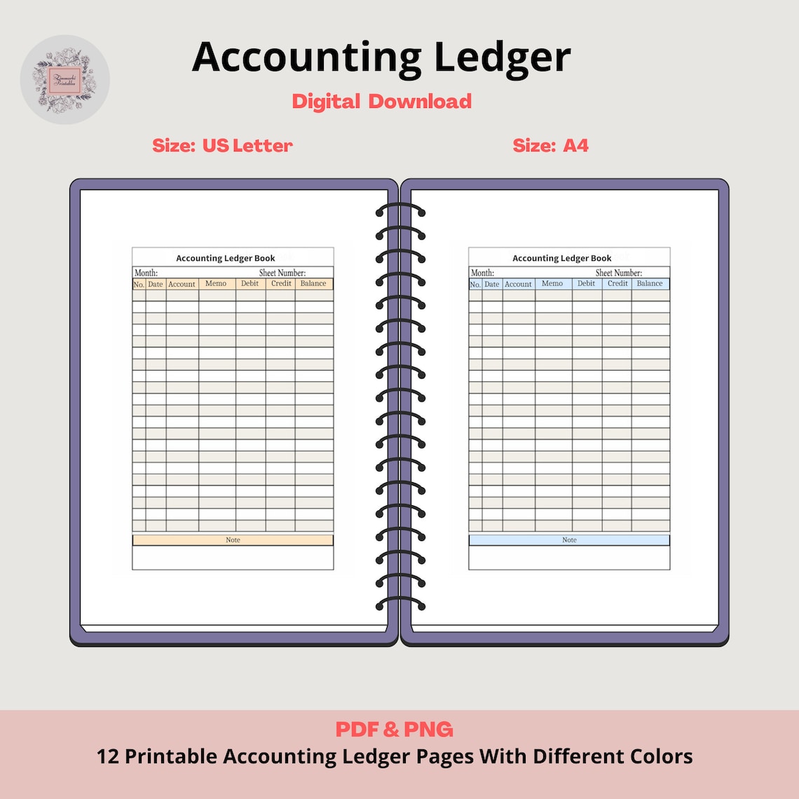 Printable Accounting Ledger Book, Account Tracker and Ledger Sheets for ...