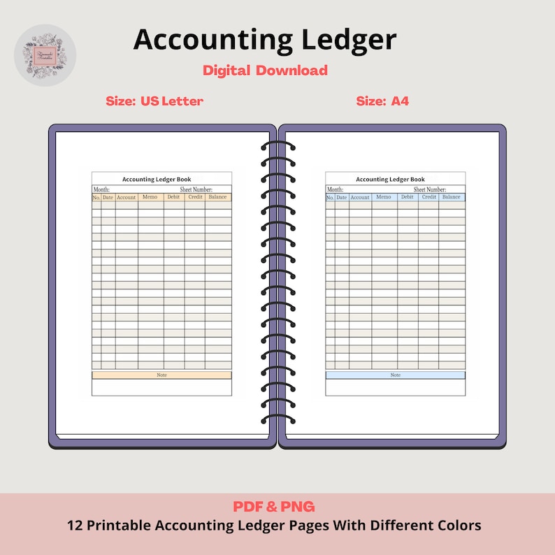 Printable Accounting Ledger Book, Account Tracker and Ledger Sheets for ...
