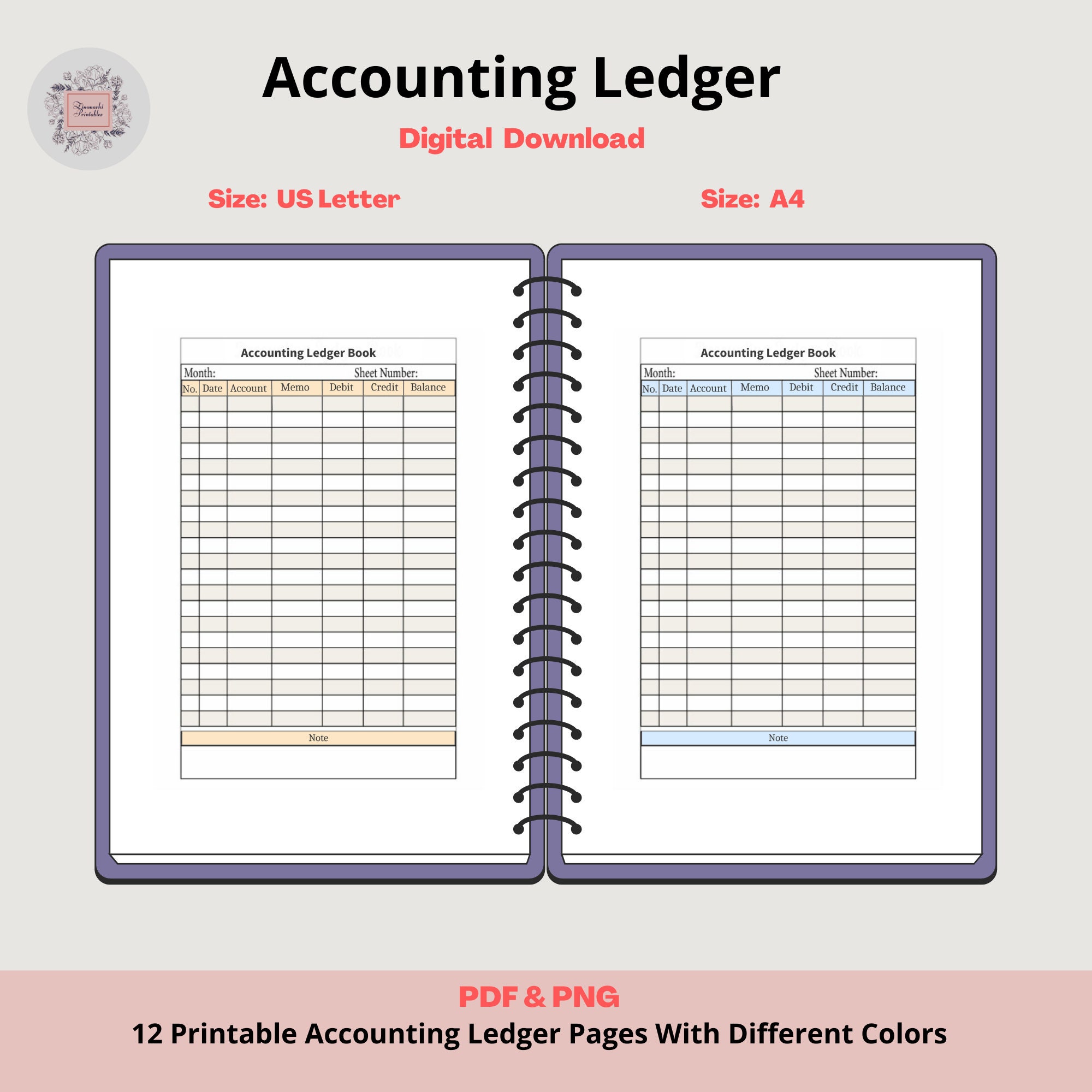 Printable Accounting Ledger Book, Account Tracker and Ledger Sheets for ...