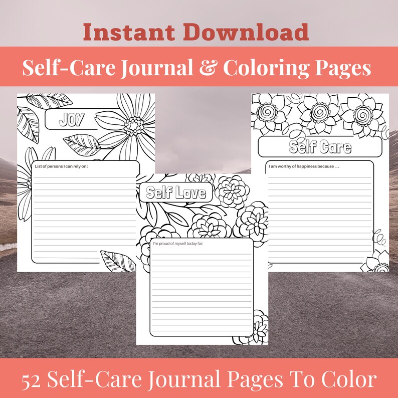 Self-care Journal Coloring Pages for Adults & Teens, Self-love Journal ...