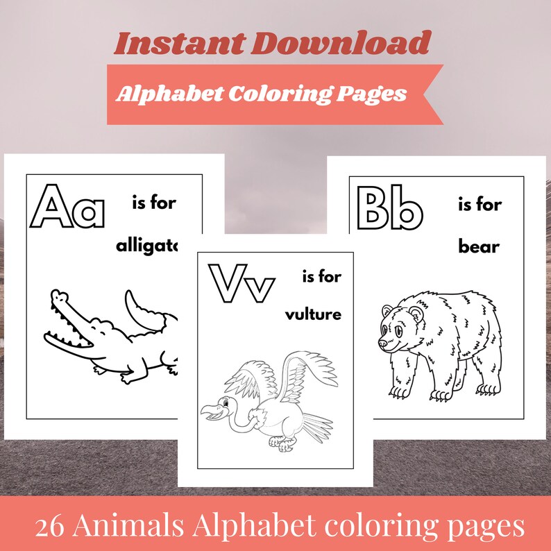 Animal Alphabet Coloring Pages, Alphabet Printable Coloring Book ...