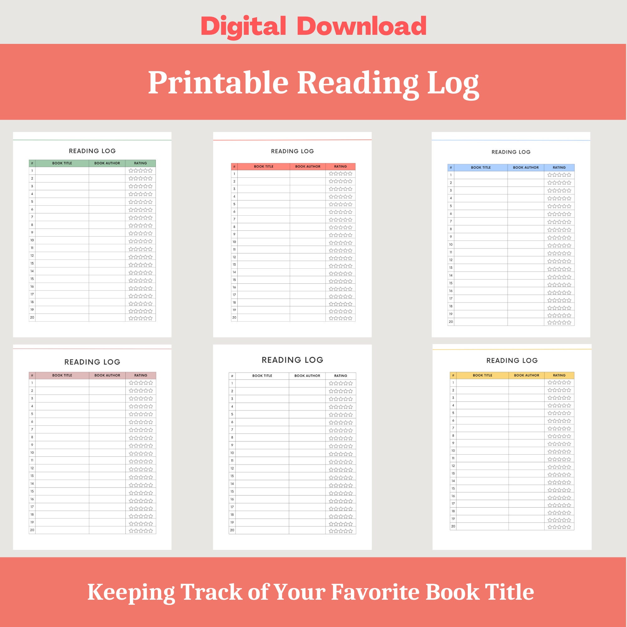 Printable Reading Log, Reading Tracker, Book Reading Planner to Keep ...