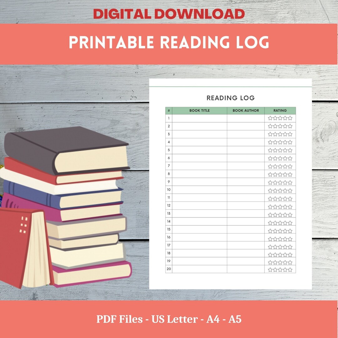 Printable Book Reading Log, Tracker, and Planner (digital Download) - Etsy