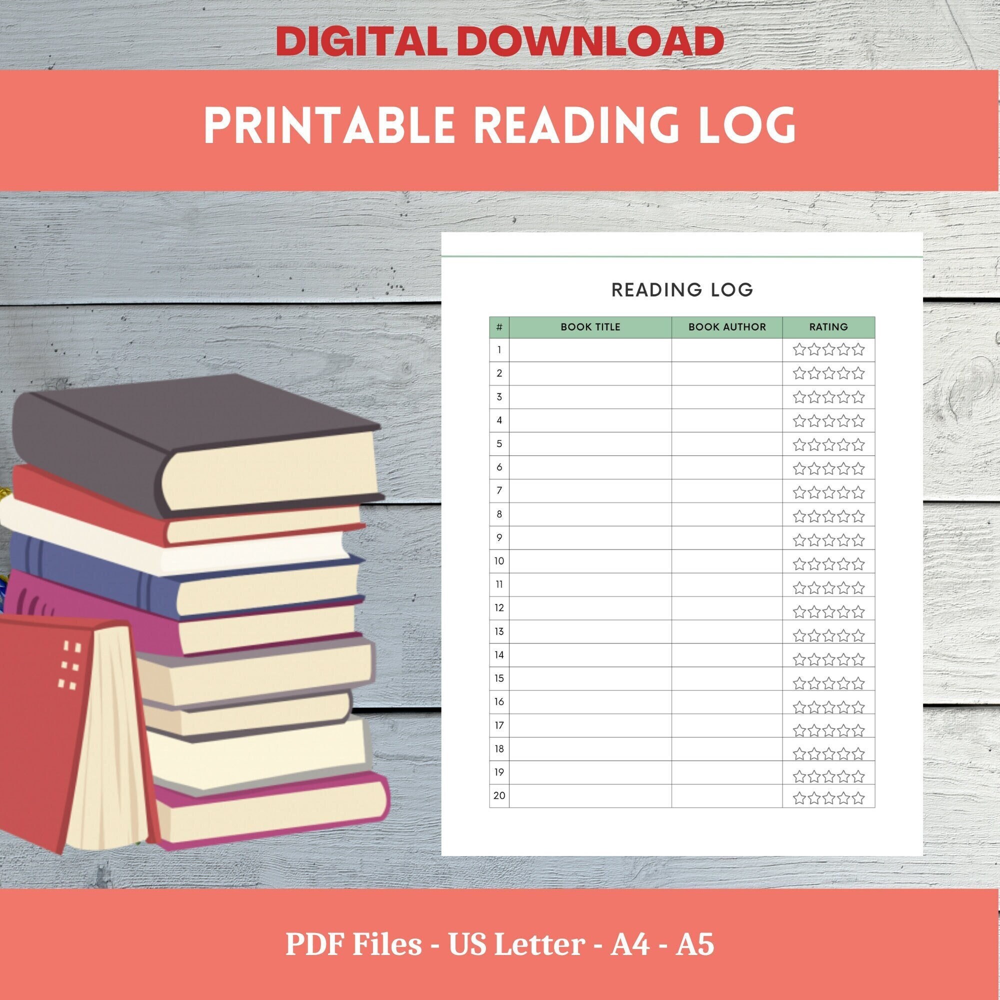 Printable Reading Log, Reading Tracker, Book Reading Planner to Keep ...