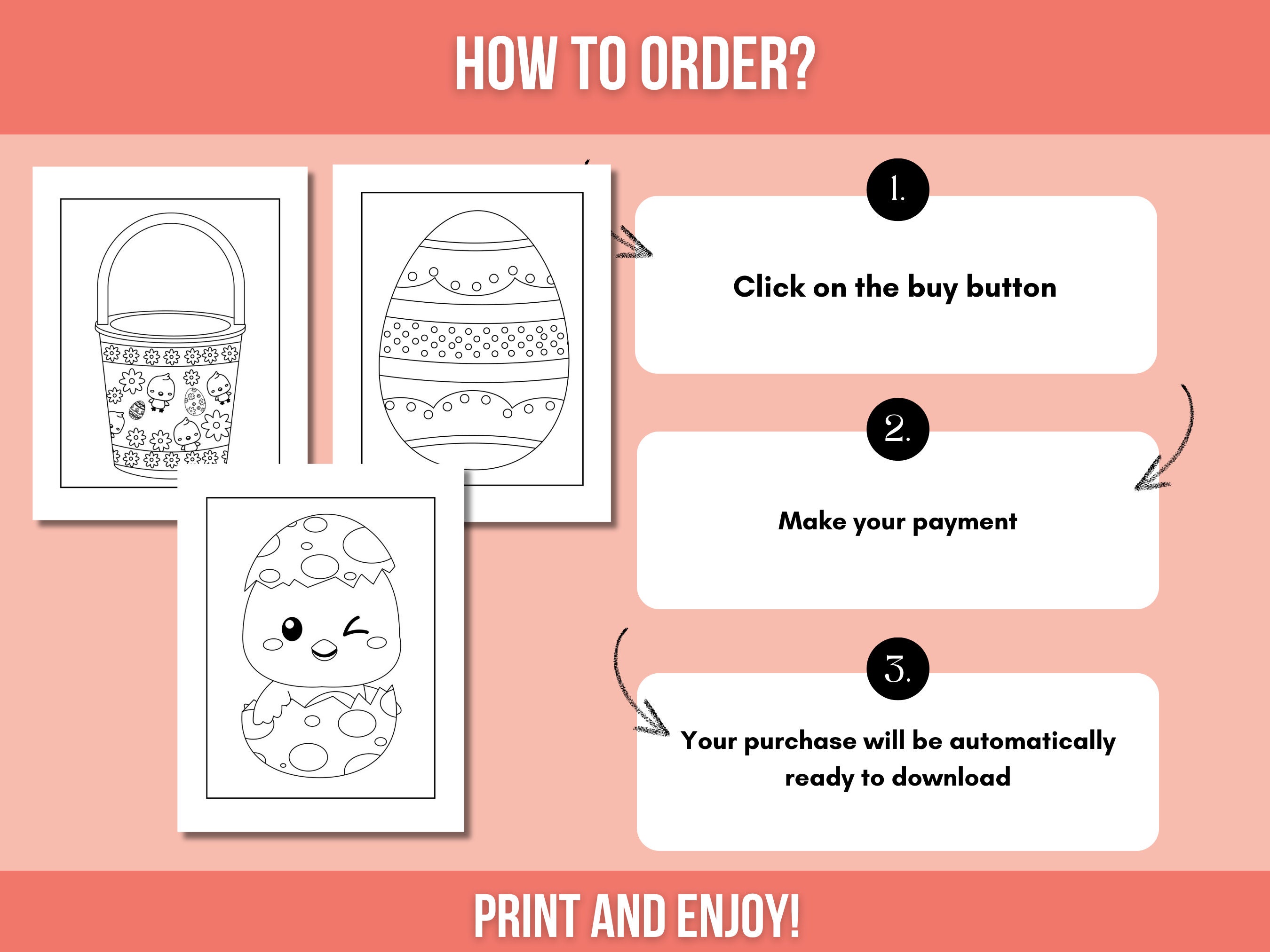 Easter Coloring Pages, Printable Coloring Book for Kids Instant ...