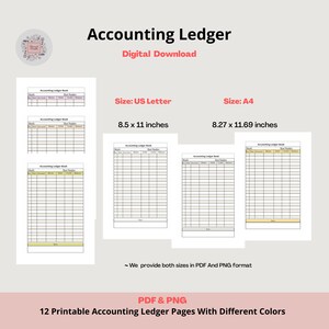 Printable Accounting Ledger Book, Account Tracker and Ledger Sheets for ...