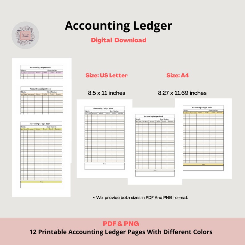 Printable Accounting Ledger Book, Account Tracker and Ledger Sheets for ...