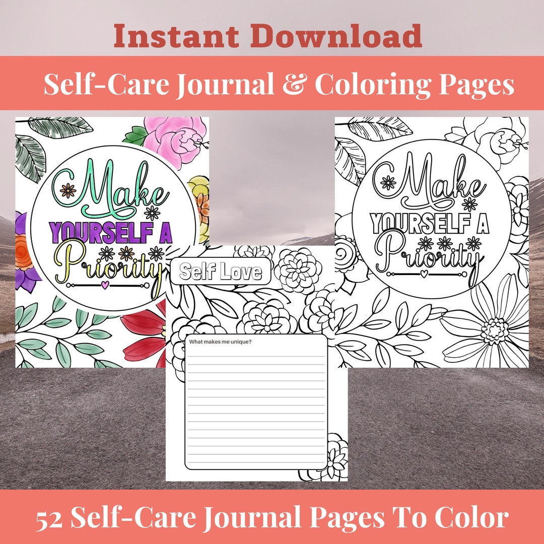 Self-care Journal Coloring Pages for Adults & Teens, Self-love Journal ...