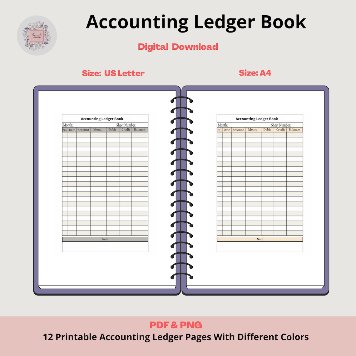 Printable Accounting Ledger Book, Account Tracker and Ledger Sheets for ...