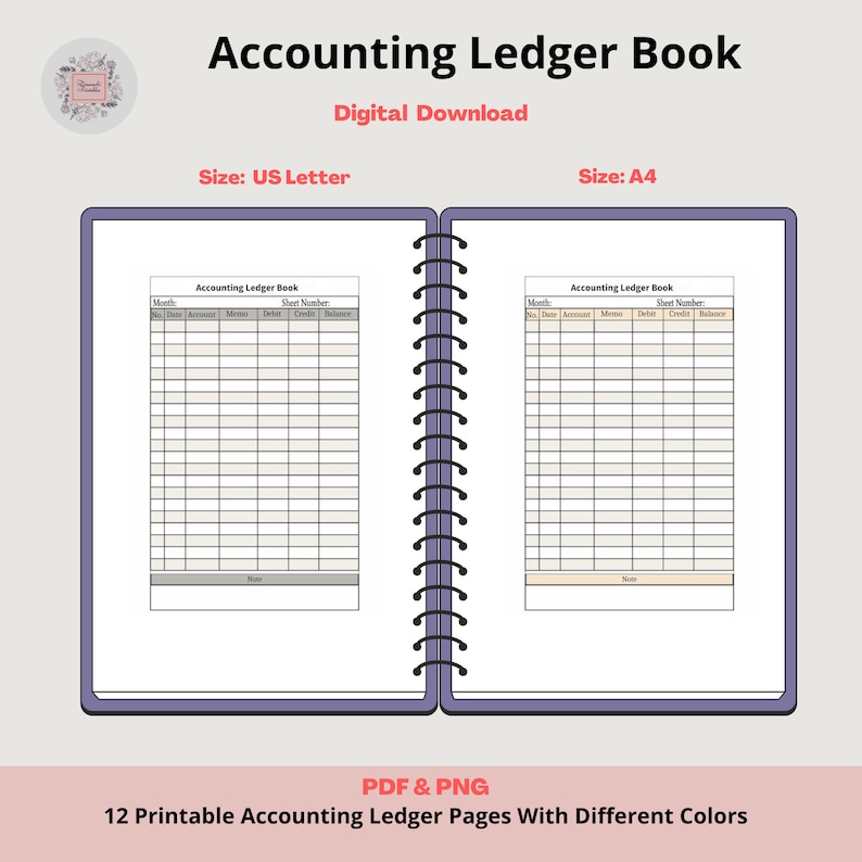 Printable Accounting Ledger Book, Account Tracker and Ledger Sheets for ...
