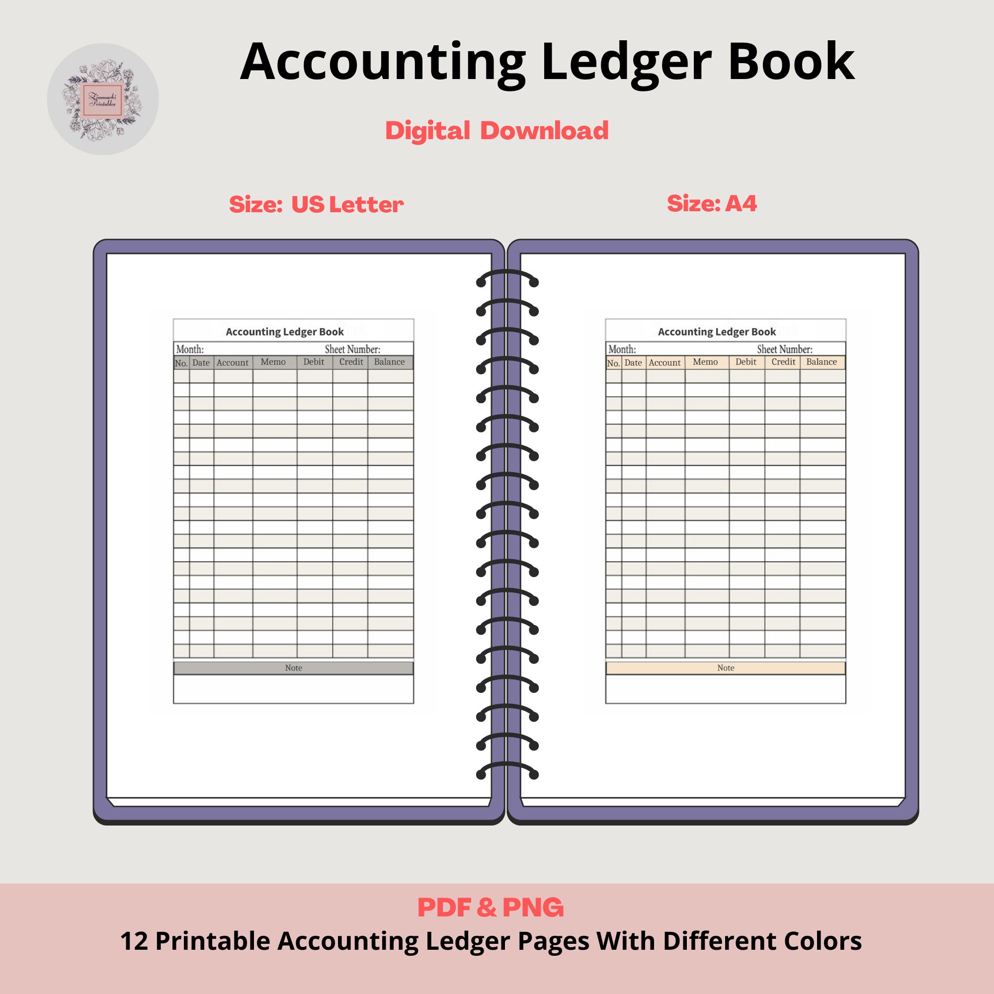 Printable Accounting Ledger Book, Account Tracker and Ledger Sheets for ...