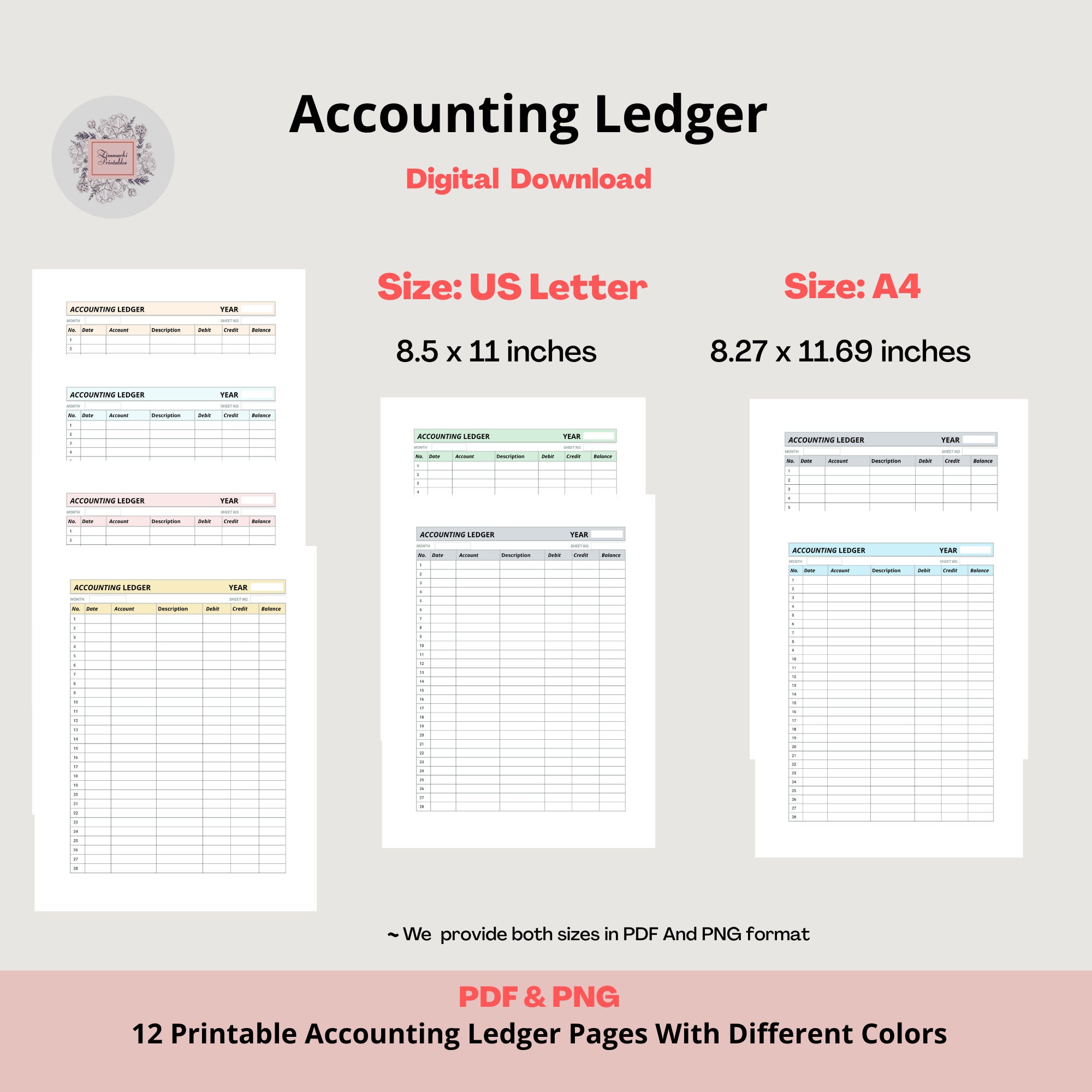 Accounting Ledger Printable, Account Tracker Expenses for Small ...